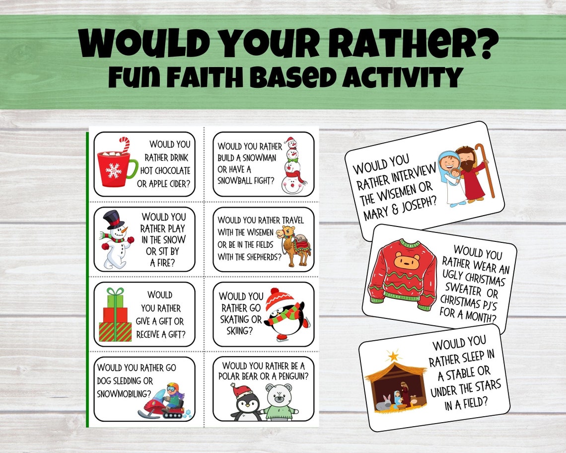 Kids Printable Christmas Would You Rather Game, Faith Based Activity ...