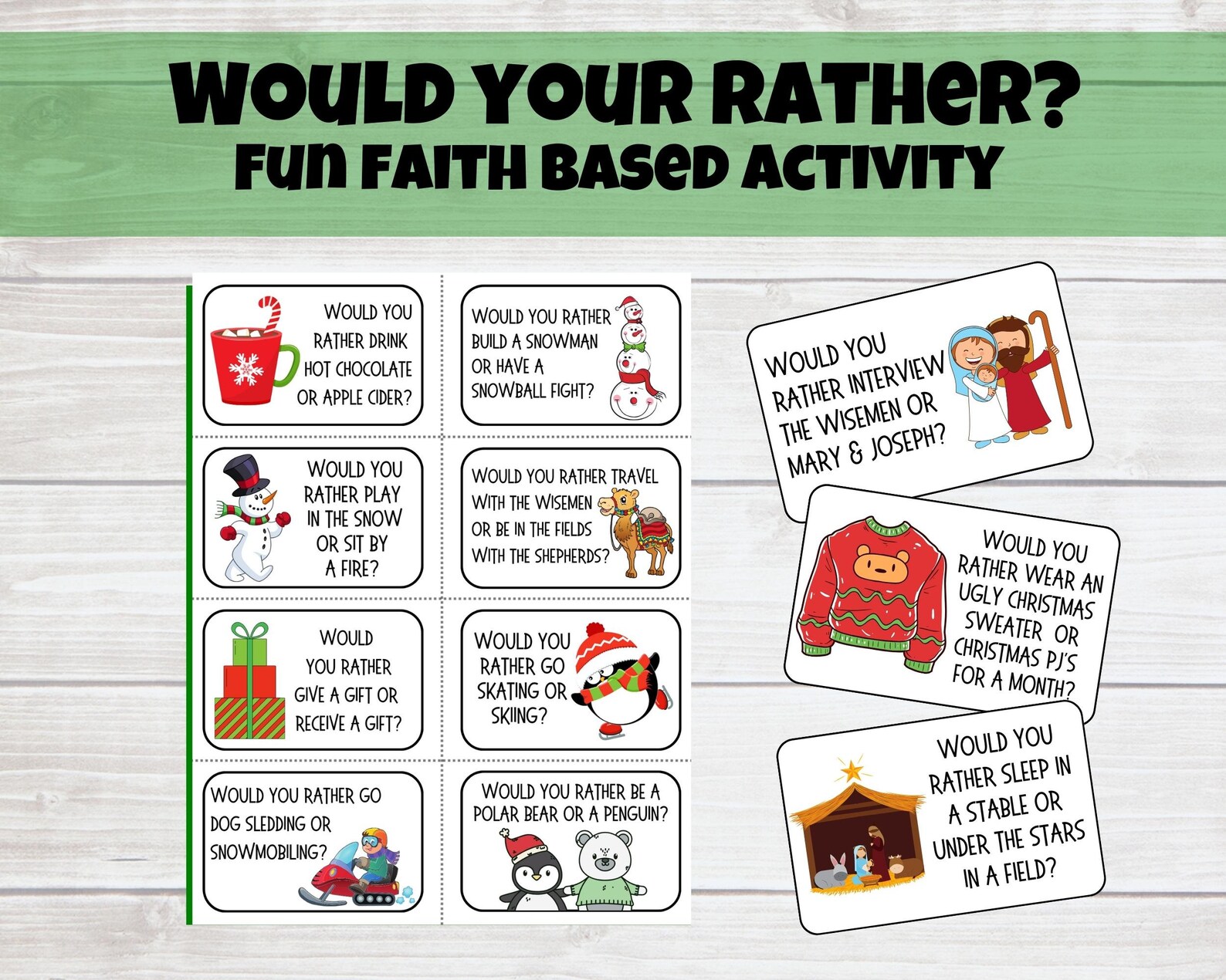 Kids Printable Christmas Would You Rather Game, Faith Based Activity ...