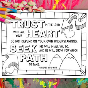 Proverbs 3:5-6 Trust in the Lord Set of 5 Printable Colouring Pages for ...