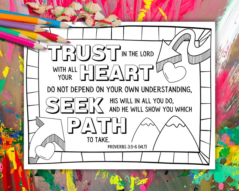 Proverbs 3:5-6 Trust in the Lord Set of 5 Printable Colouring Pages for ...