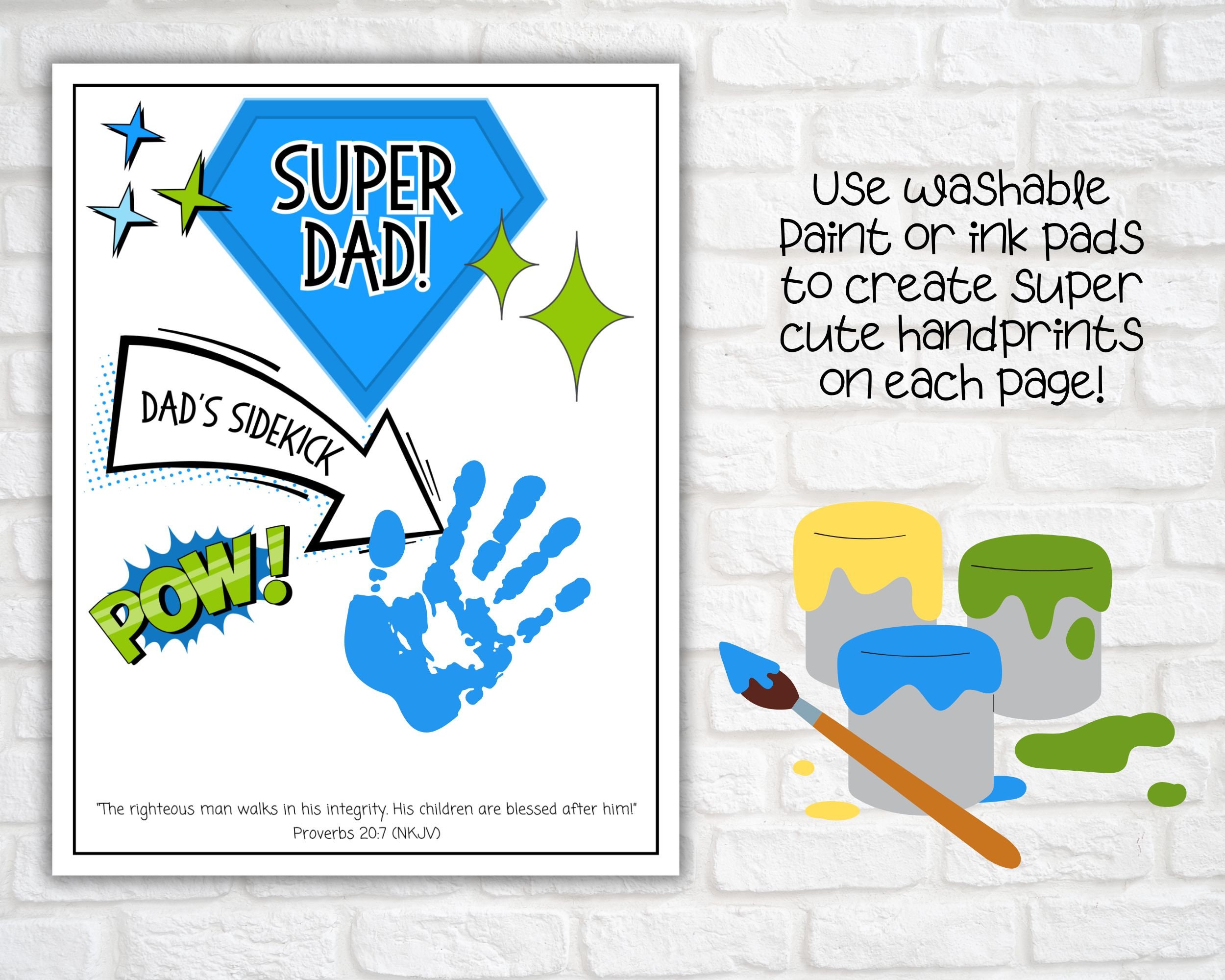 Father's Day Bible Verse Handprint Bundle, Printable Father's Day Craft ...
