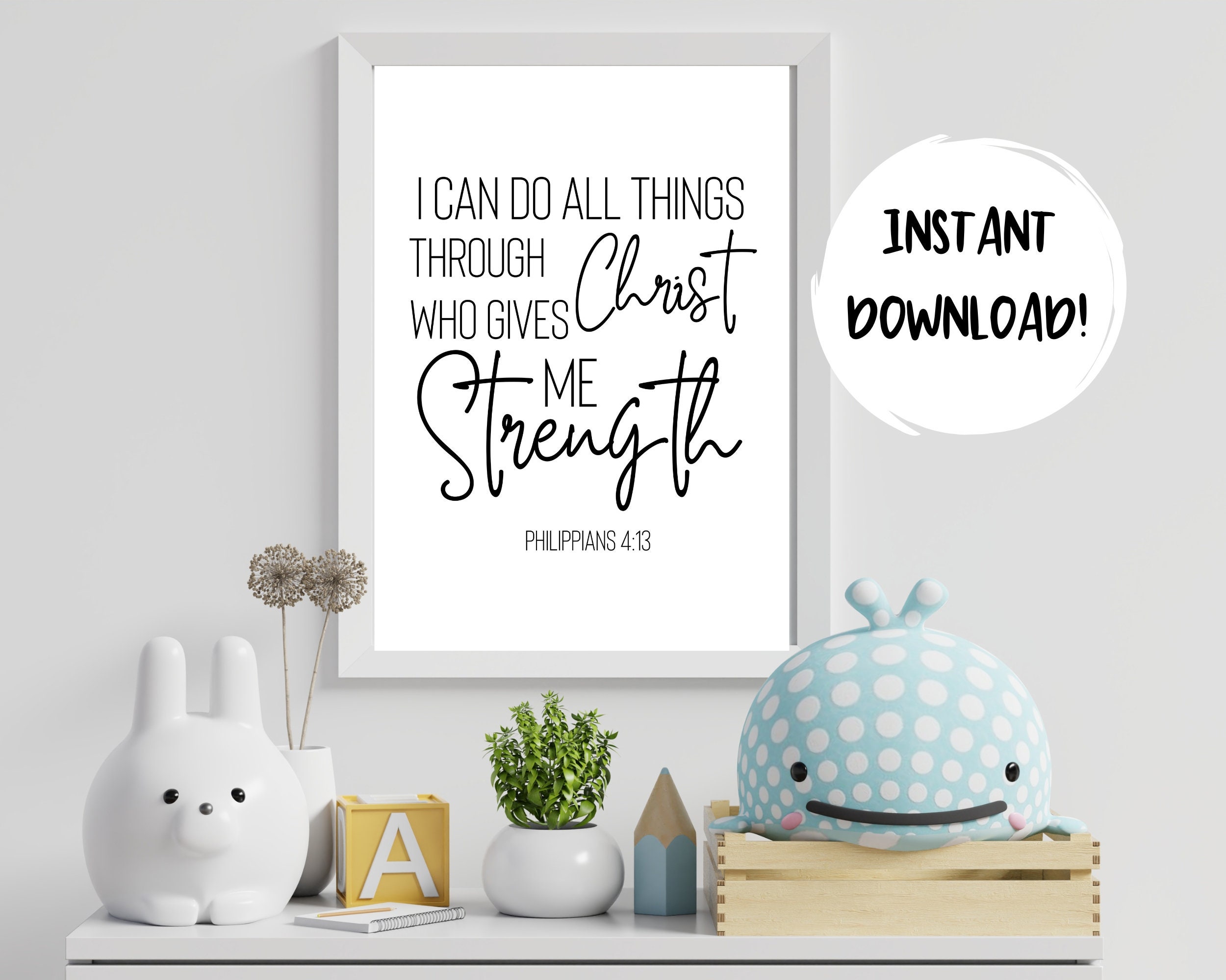 I Can Do All Things Printable Bible Wall Art, Philippians 4:13 ...