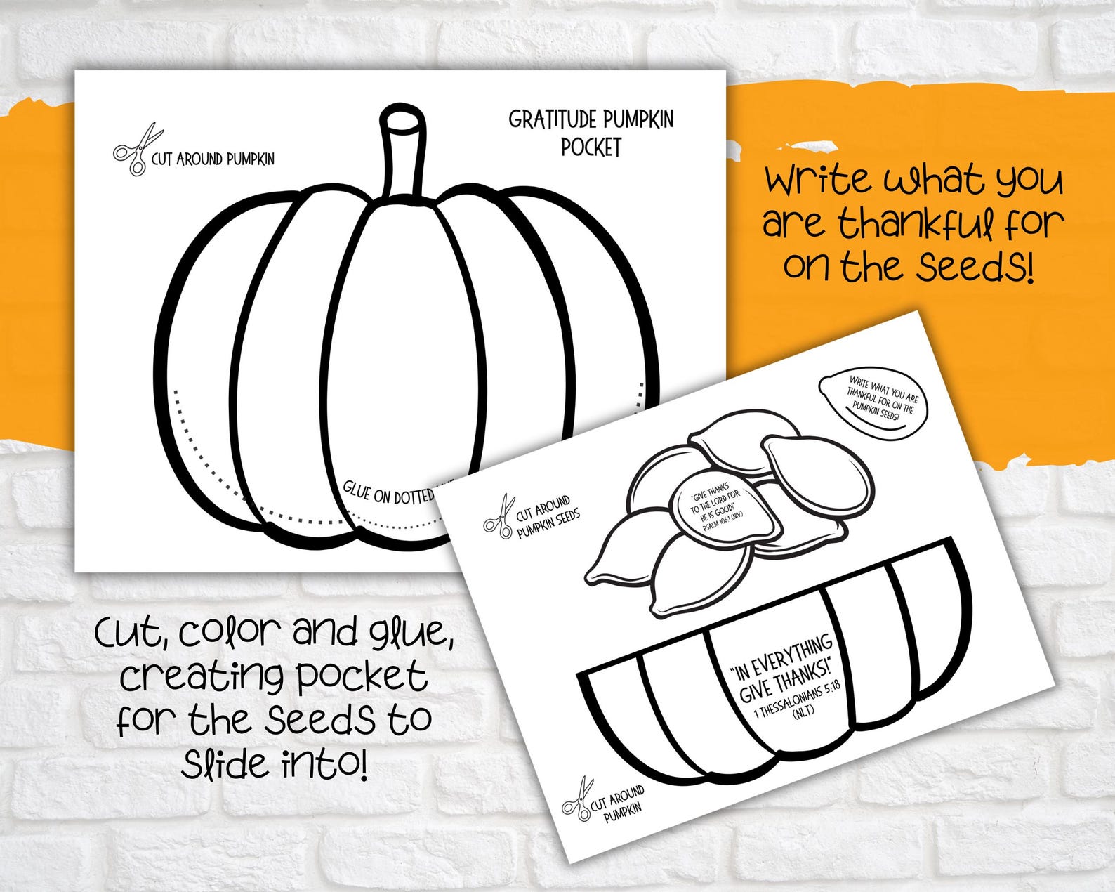 Gratitude Pumpkin Pocket Craft, Thanksgiving/fall Bible Themed Activity ...