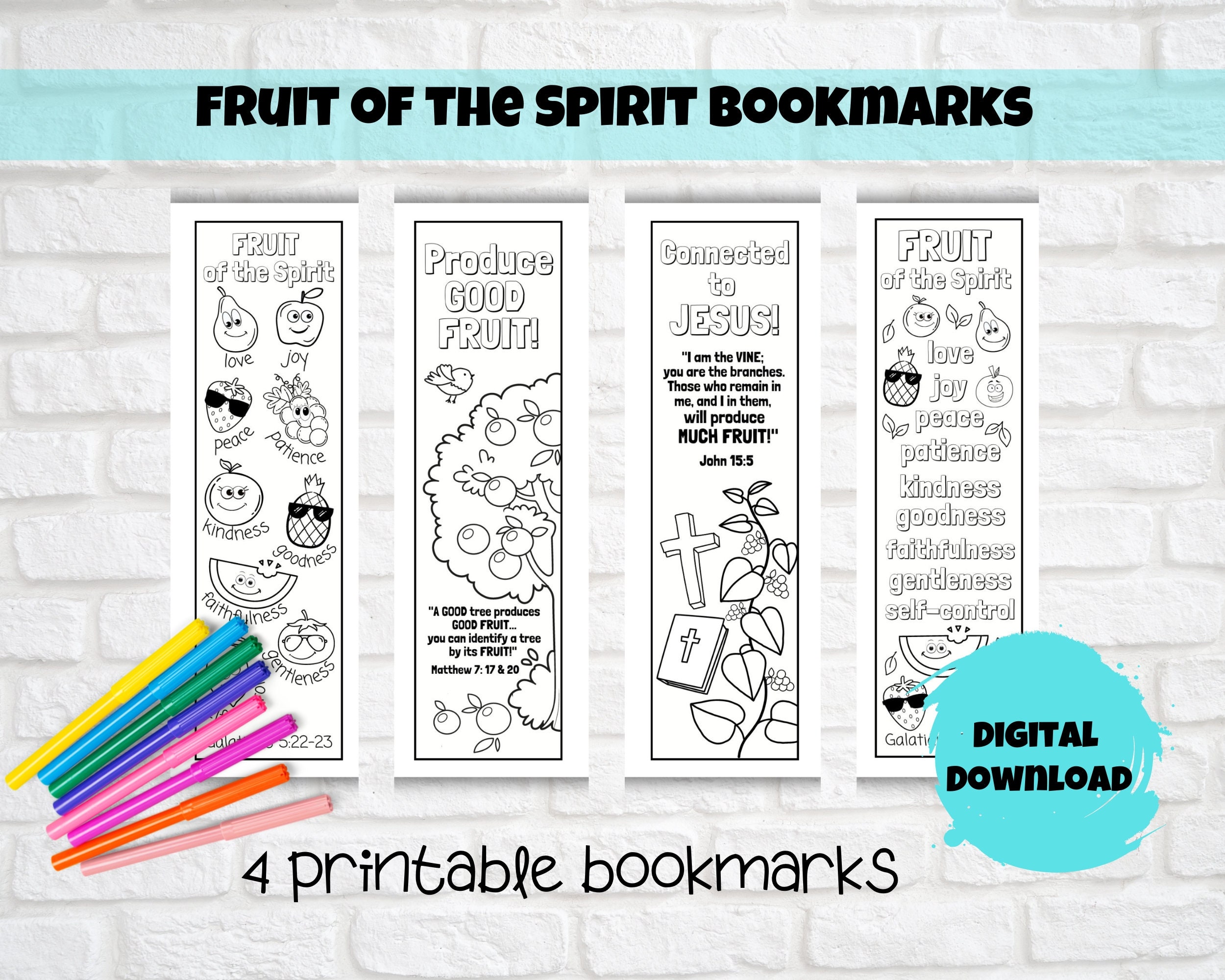 Fruit of the Spirit Printable Coloring Bookmarks Galatians 5 - Etsy Canada
