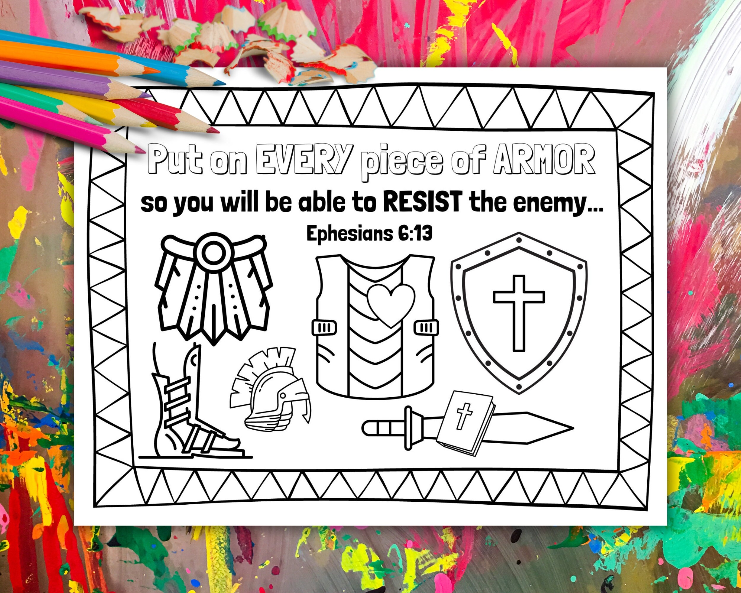 Armor of God Printable Coloring & Activity Pages Cards and - Etsy Canada