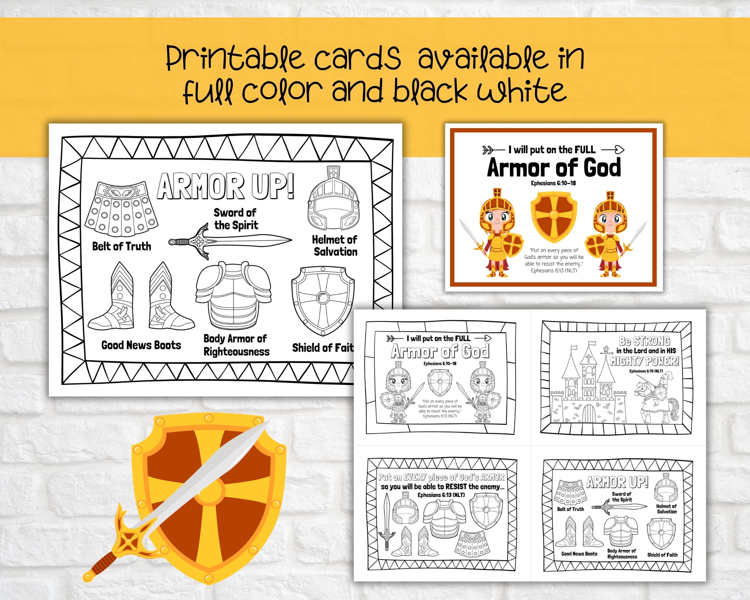 Armor of God Craft, Coloring Activity, Scripture Craft for Home, Sunday ...