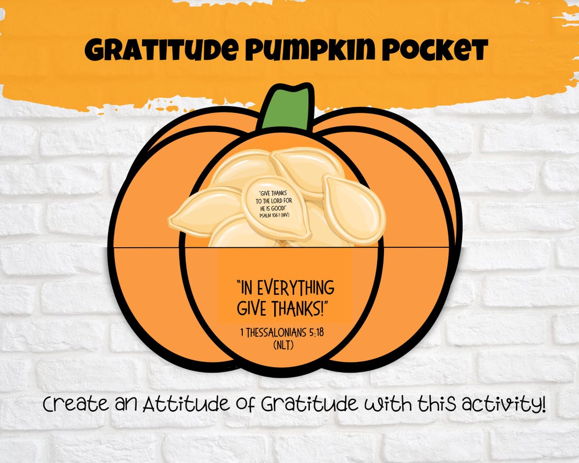 Gratitude Pumpkin Pocket Craft, Thanksgiving/fall Bible Themed Activity ...
