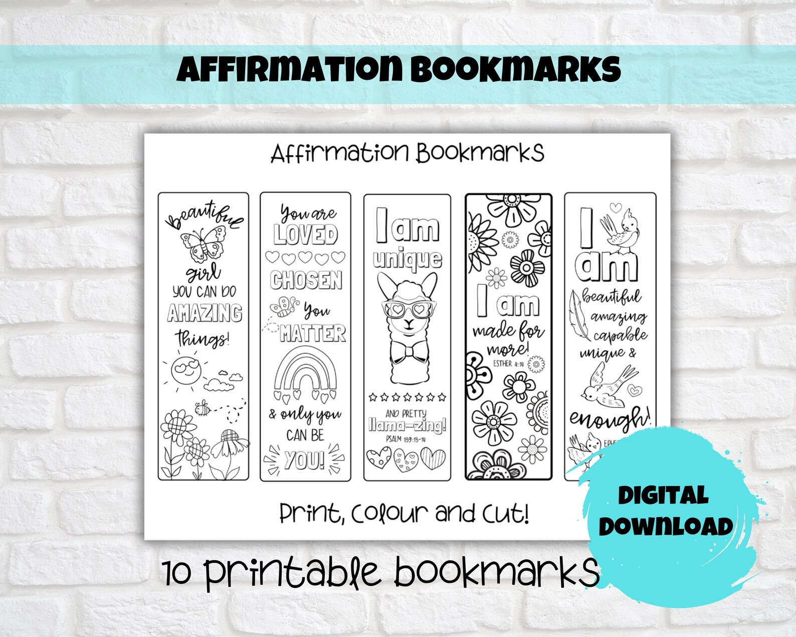 Affirmation Bible Verse Bookmarks, Kids Colouring, Printable Bookmarks ...