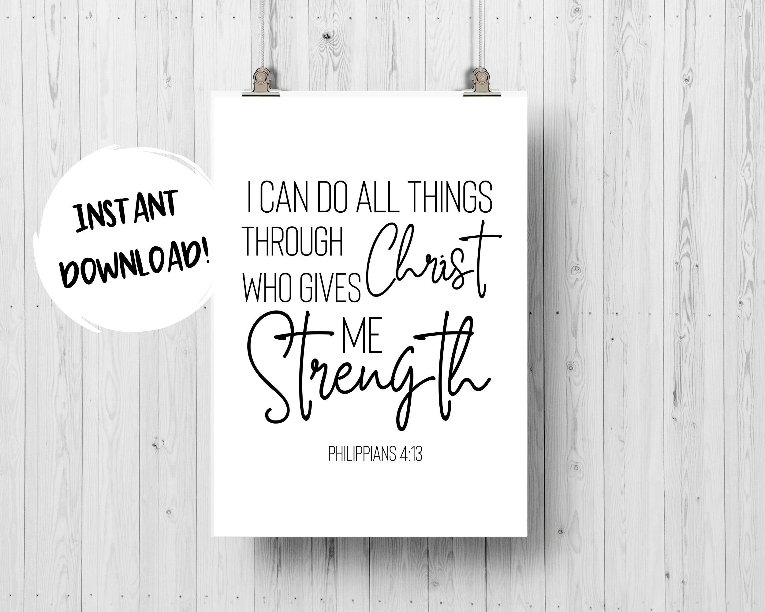 I Can Do All Things Printable Bible Wall Art, Philippians 4:13 ...