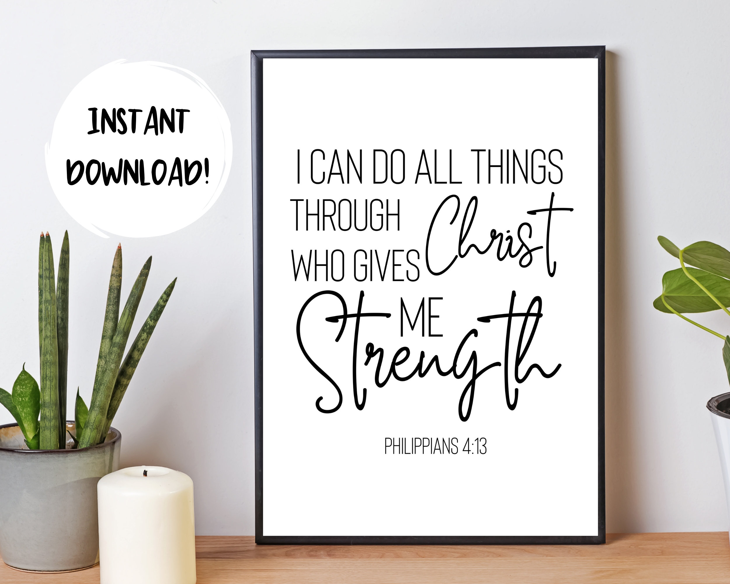 I Can Do All Things Printable Bible Wall Art, Philippians 4:13 ...