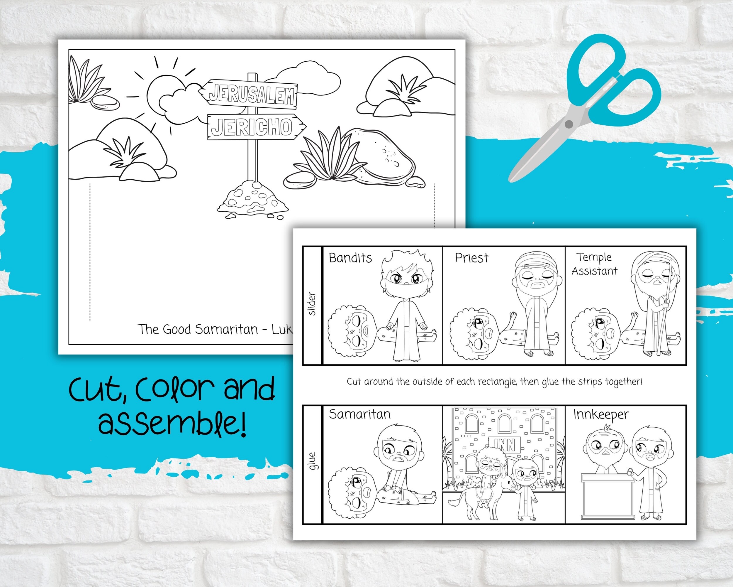 Kids Printable Good Samaritan Story Strips, Sunday School Activity ...