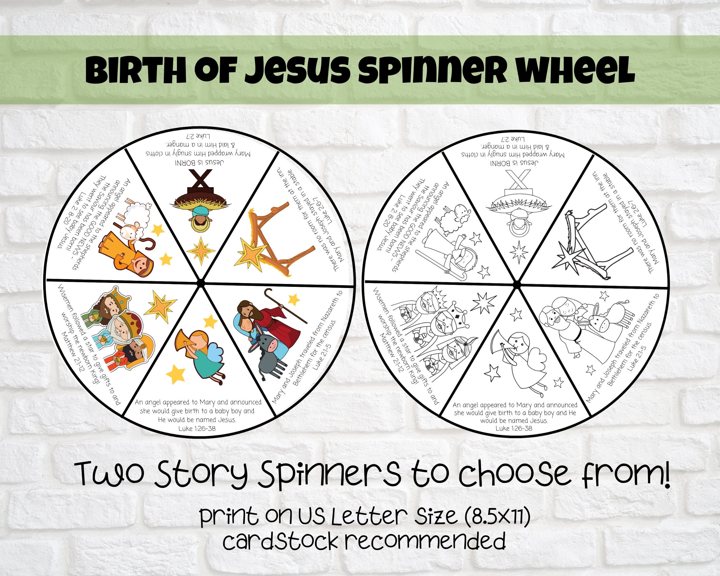 Kids Printable Birth of Jesus Spinner Color Wheel, Nativity Sunday ...