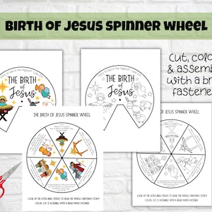 Kids Printable Birth of Jesus Spinner Color Wheel, Nativity Sunday School Activity, Kids Church ...
