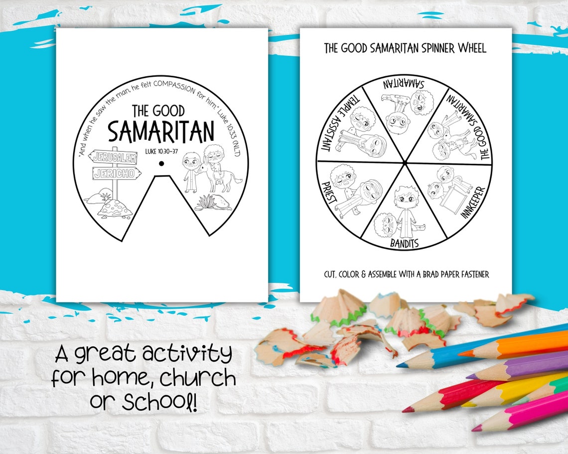 Kids Printable Good Samaritan Spinner Color Wheel, Sunday School ...