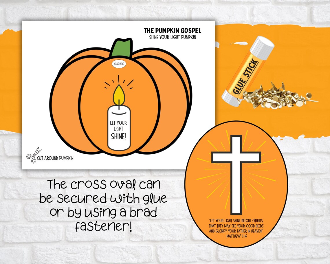 Pumpkin Gospel Shine Your Light Craft, Thanksgiving/fall Bible Themed ...