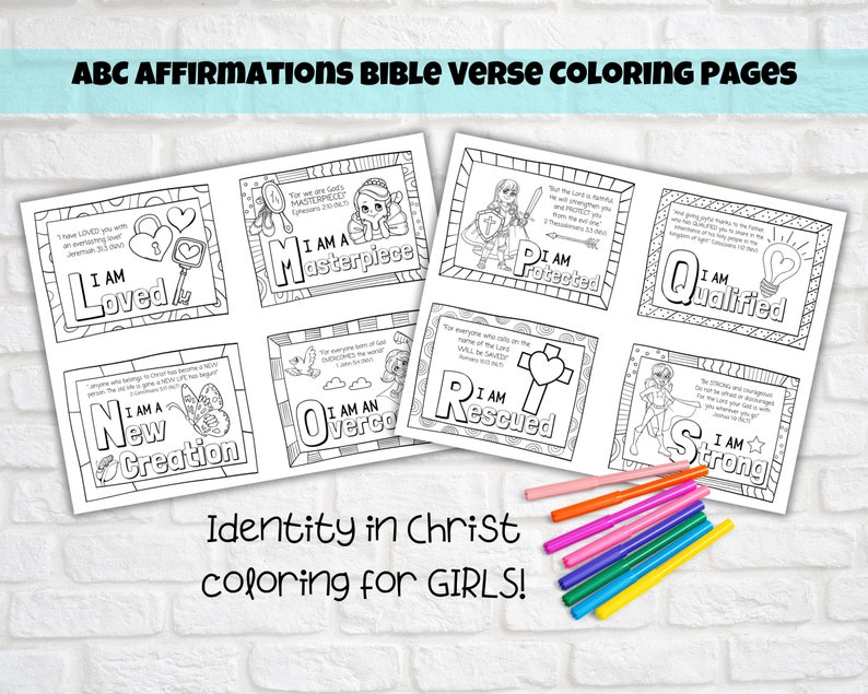 ABC Affirmations Bible Verse Identity in Christ Coloring Pages for ...