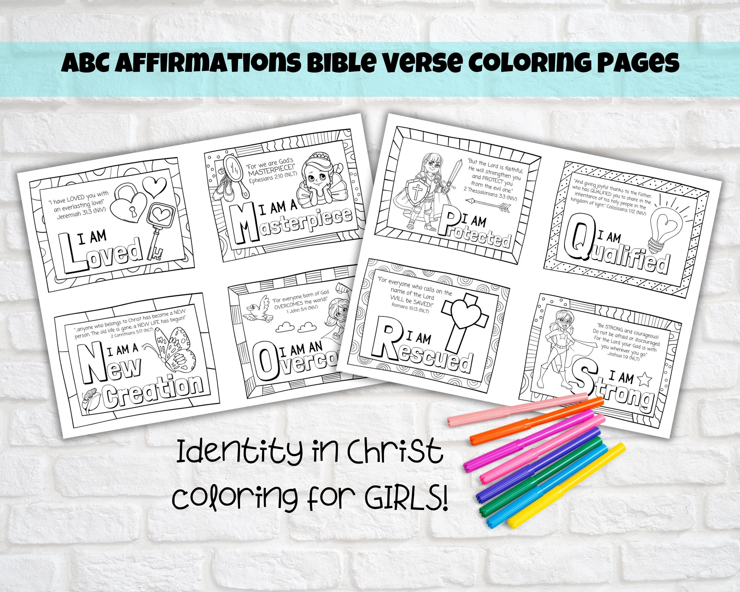 ABC Affirmations Bible Verse Identity in Christ Coloring Pages for ...