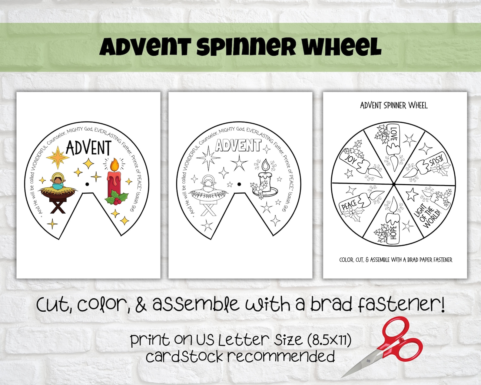 Kids Printable Advent Spinner Color Wheel, Nativity Sunday School ...