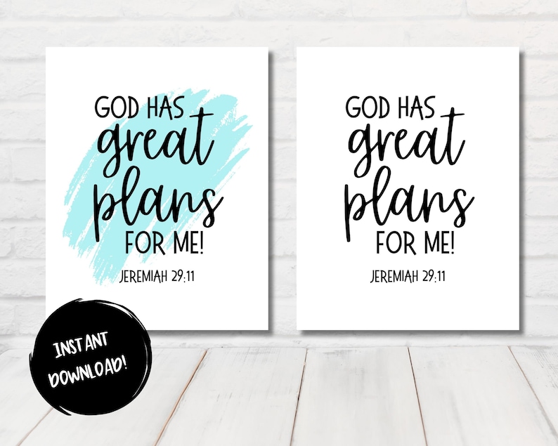 God Has Great Plans for Me, Printable Bible Wall Art, Affirmation Art ...