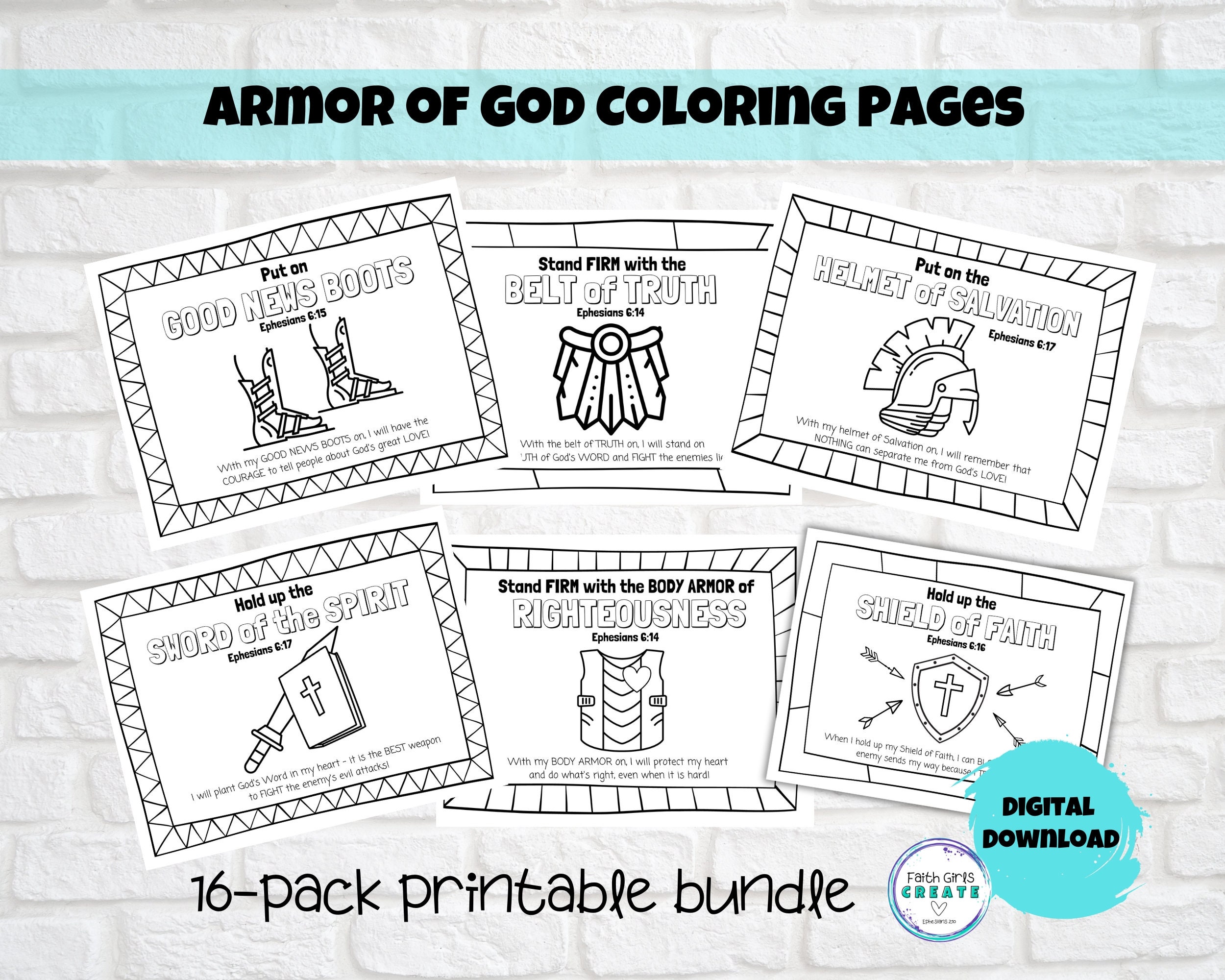 Armor of God Printable Coloring & Activity Pages Cards and - Etsy Canada
