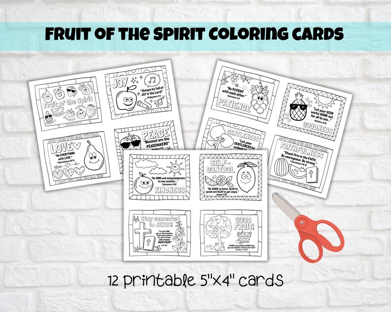 Fruit of the Spirit Printable Coloring Cards, Sunday School, Kids ...