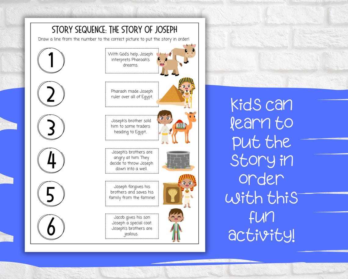 Joseph's Story Sequence Activity, Sunday School Activity, Kids Church ...