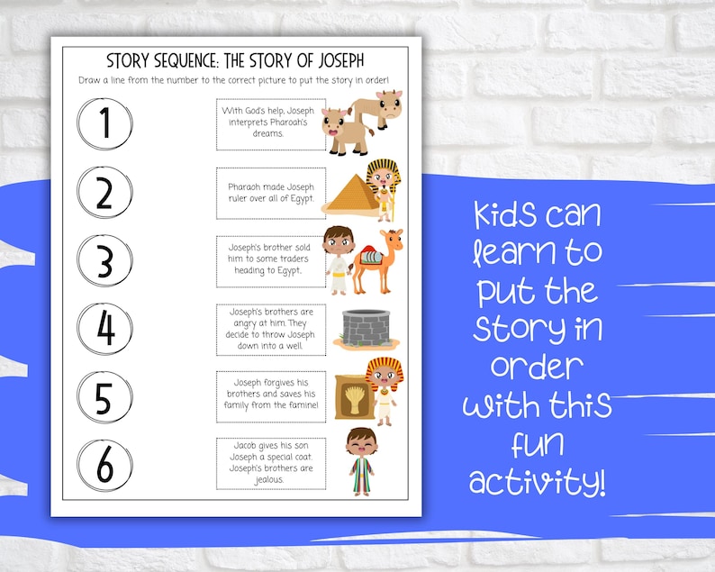 Joseph's Story Sequence Activity, Sunday School Activity, Kids Church ...