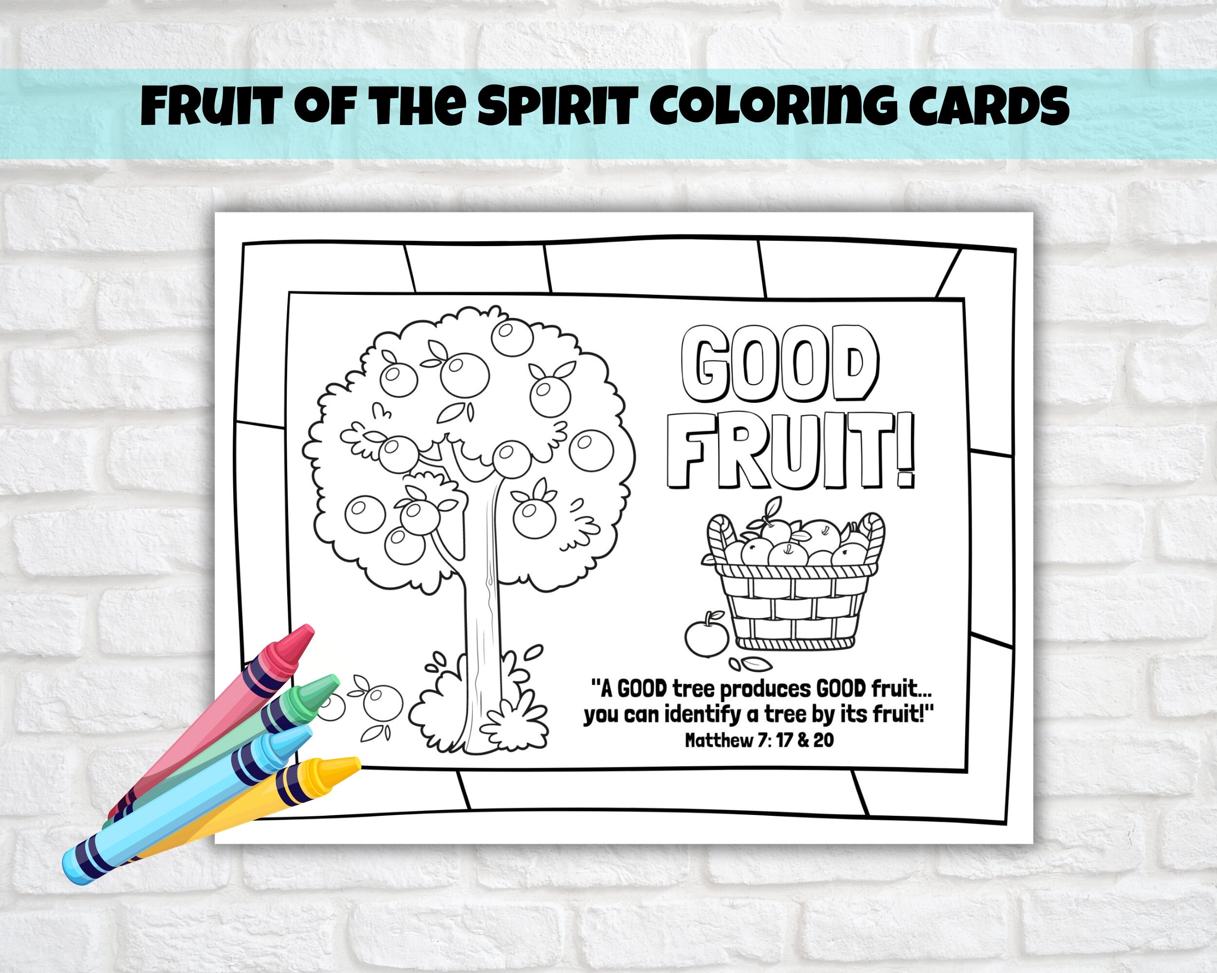 Fruit of the Spirit Printable Coloring Cards, Sunday School, Kids ...