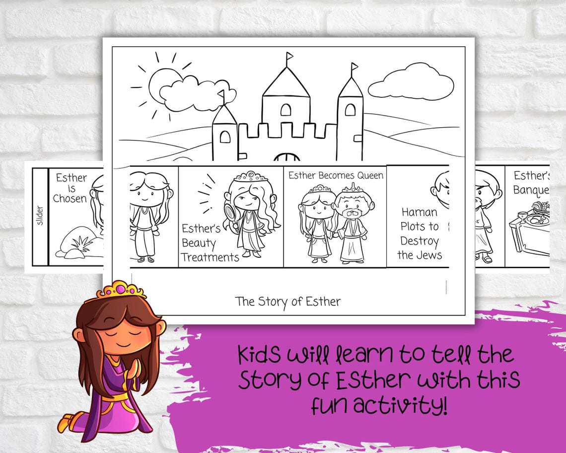 Queen Esther Story Strips, Sunday School Activity, Kids Church Craft ...
