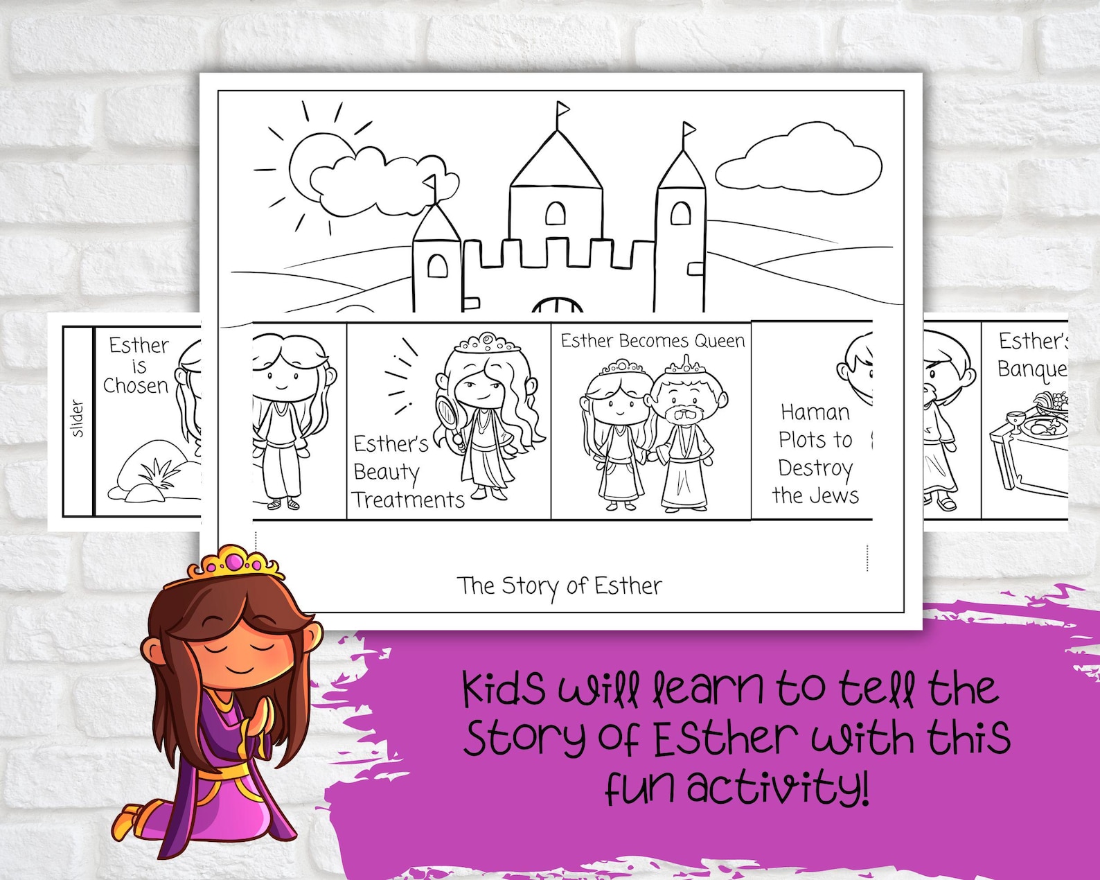 Queen Esther Story Strips, Sunday School Activity, Kids Church Craft ...