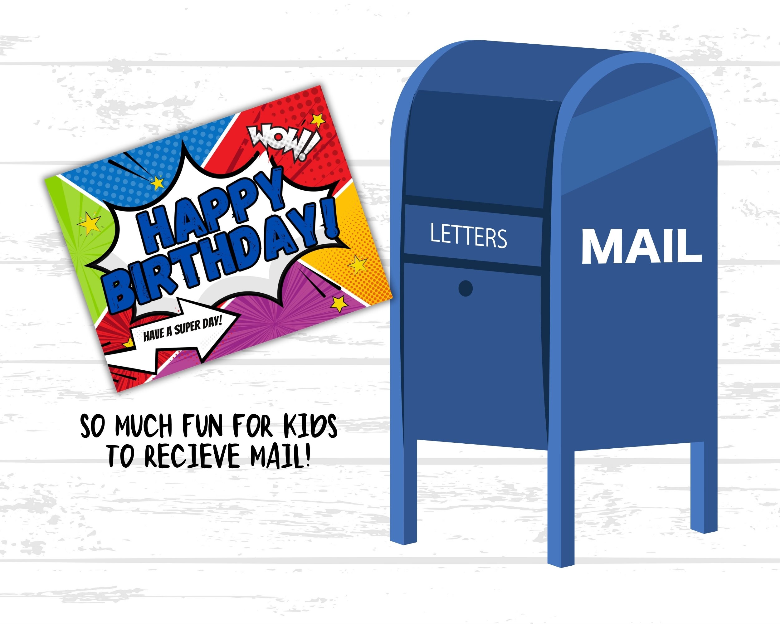 Superhero Printable Birthday Cards, Set of 8 Full Color Postcards ...