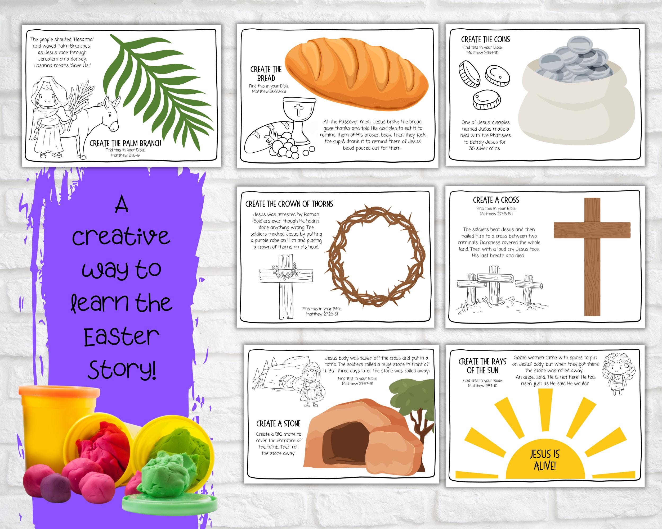 Easter Story Boards, Play Dough/wax Stick Mats, Sunday School Activity ...