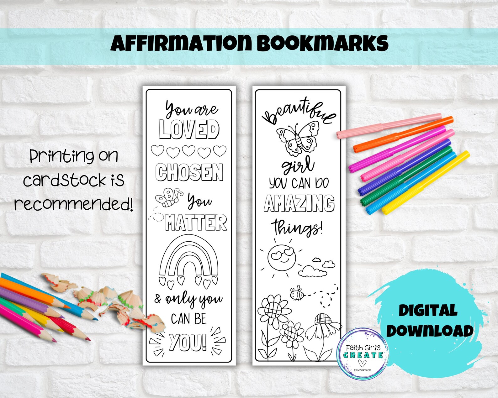Affirmation Bible Verse Bookmarks, Kids Colouring, Printable Bookmarks ...
