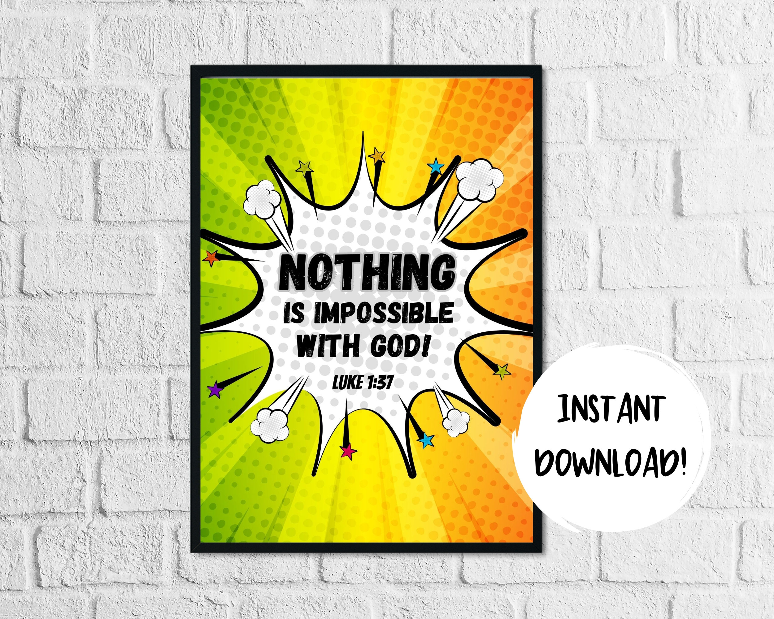 Nothing is Impossible Superhero Bible Verse Wall Art, Printable ...