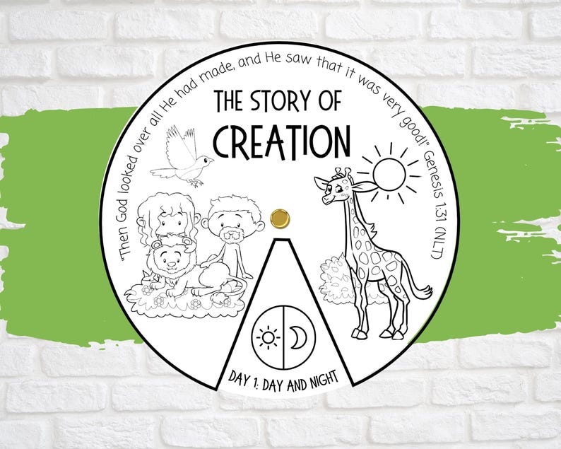 Kids Printable Story of Creation Spinner Color Wheel, Sunday School ...