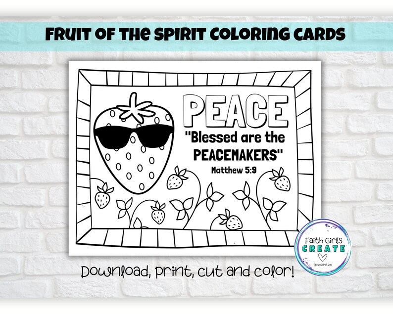 Fruit of the Spirit Printable Coloring Cards, Sunday School, Kids ...