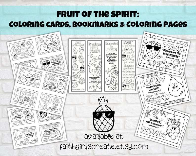 Fruit of the Spirit Printable Coloring Cards, Sunday School, Kids ...