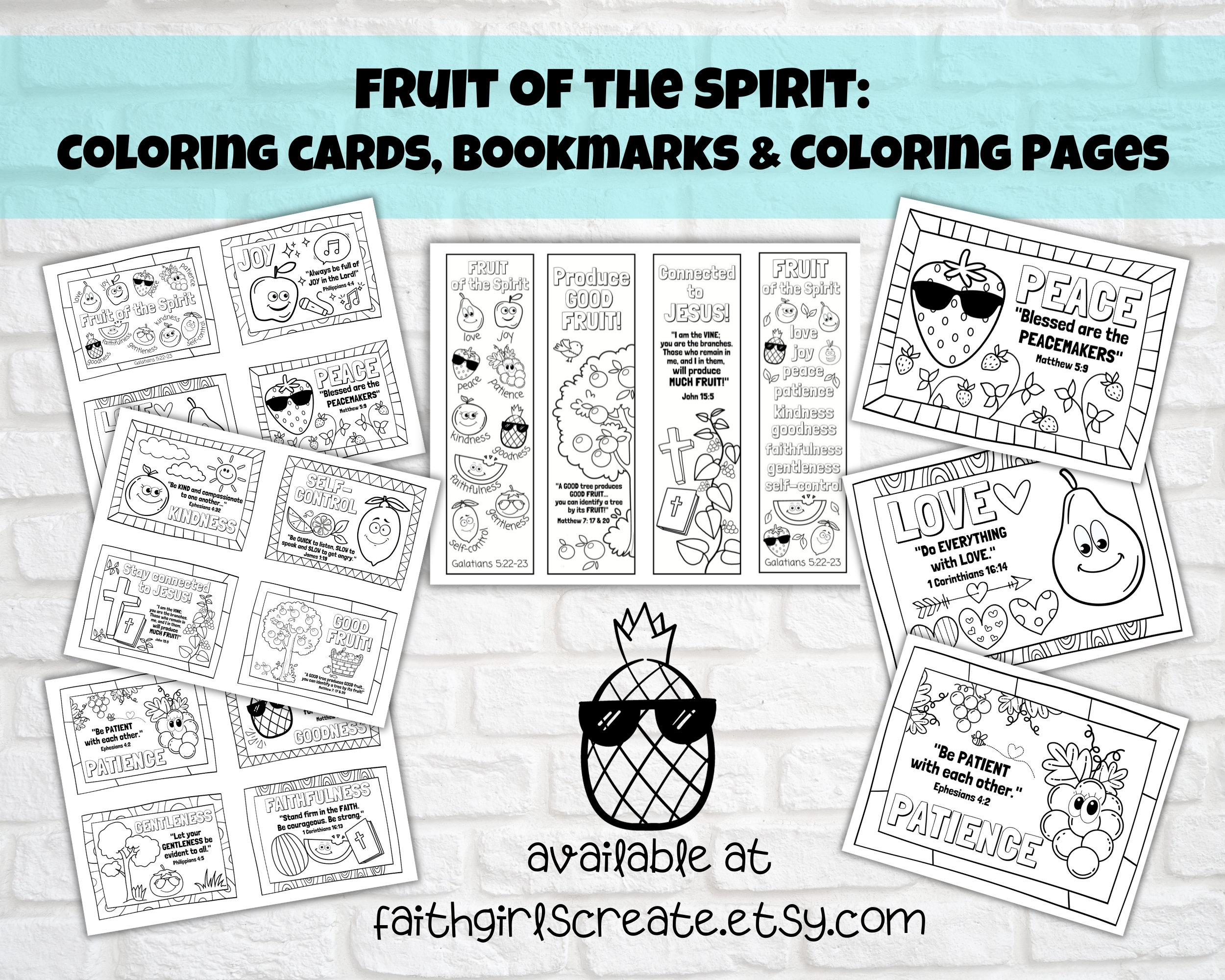 Fruit of the Spirit Printable Coloring Cards, Sunday School, Kids ...