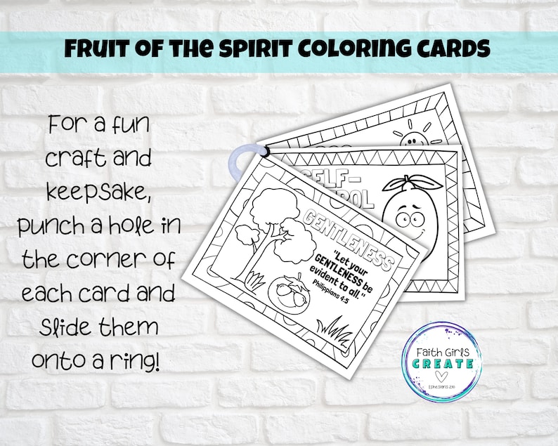 Fruit of the Spirit Printable Coloring Cards, Sunday School, Kids ...