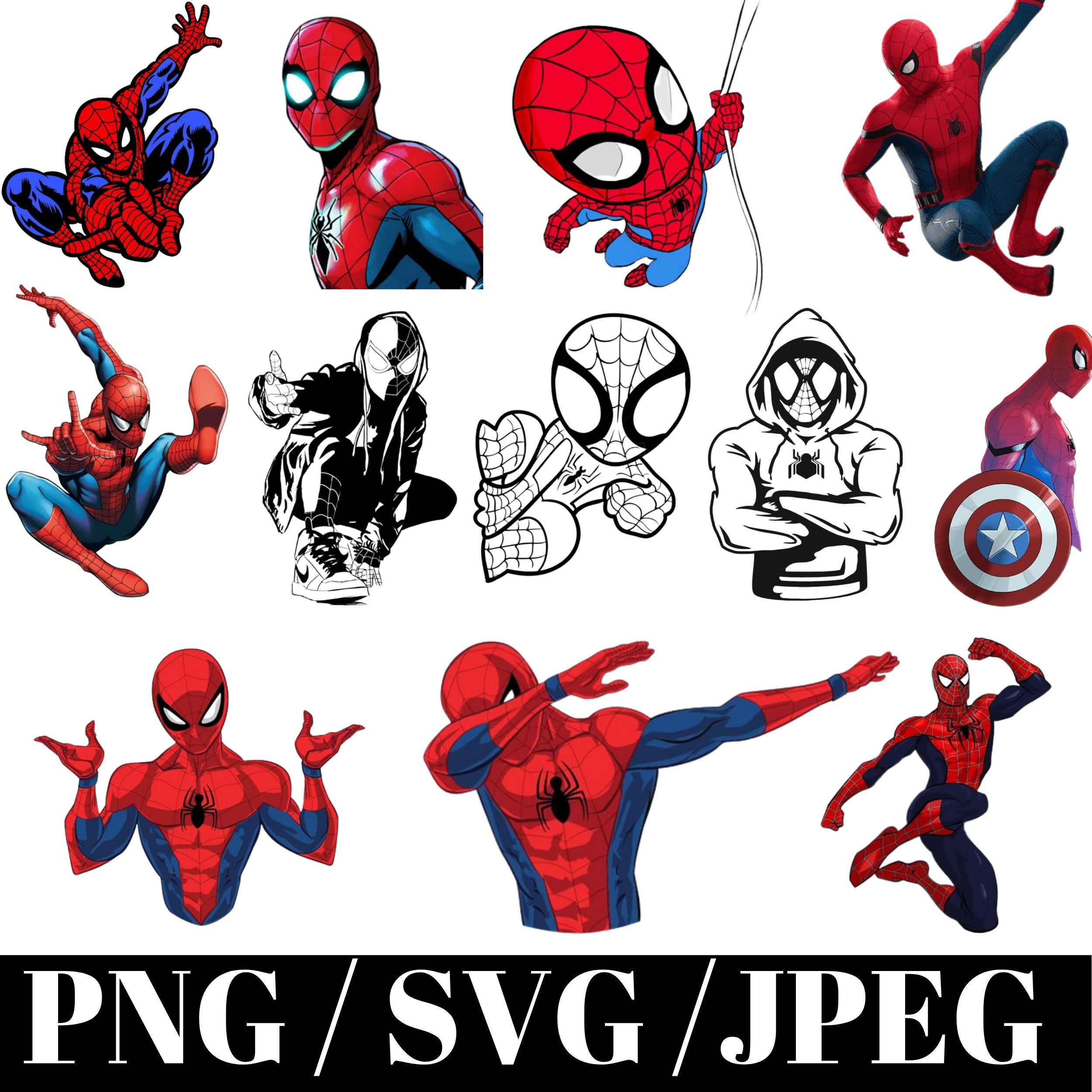 Spiderman PNG Bundle, Spiderman SVG Bundle, Superhero Clipart ...