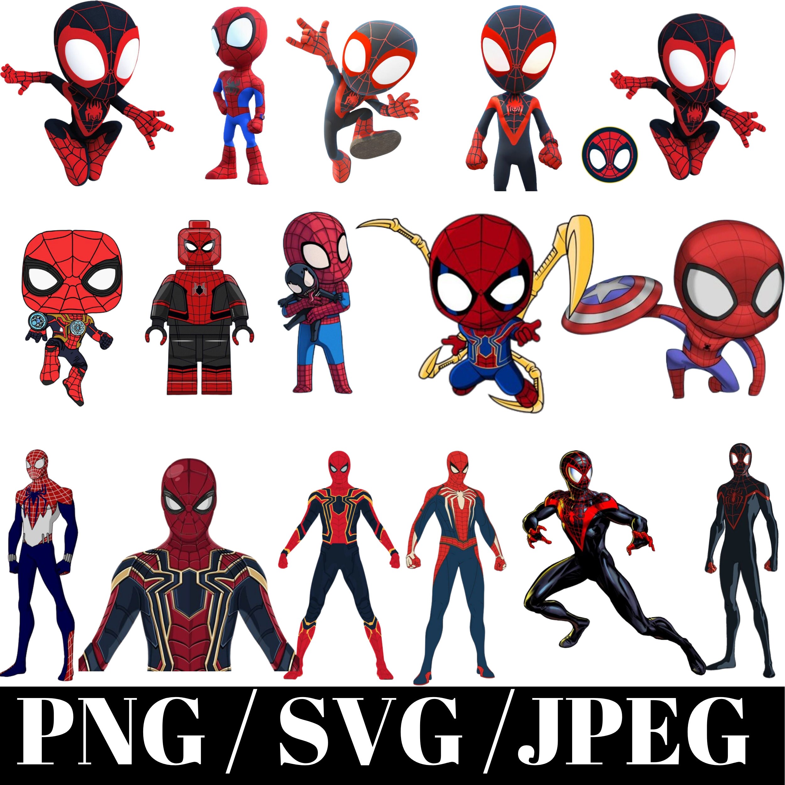 Spiderman PNG Bundle, Spiderman SVG Bundle, Superhero Clipart ...