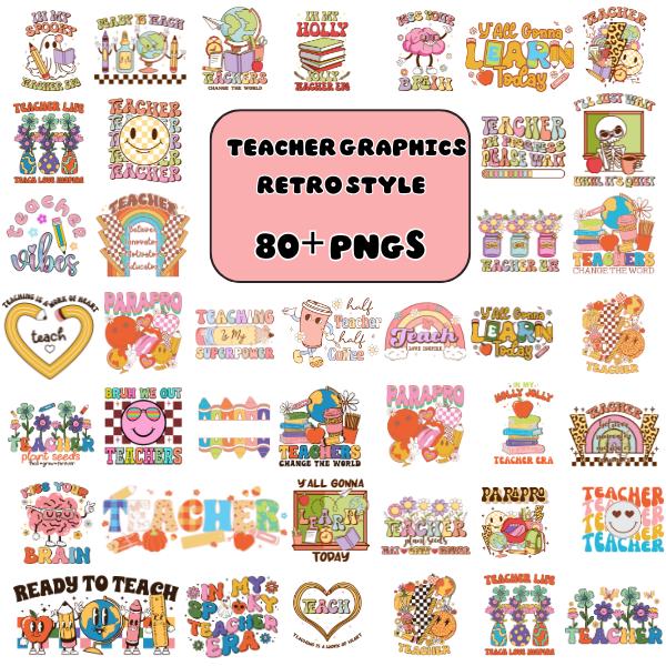 Retro Teacher Png Printable, Teacher Bundle, Teaching Shirt, Teacher ...