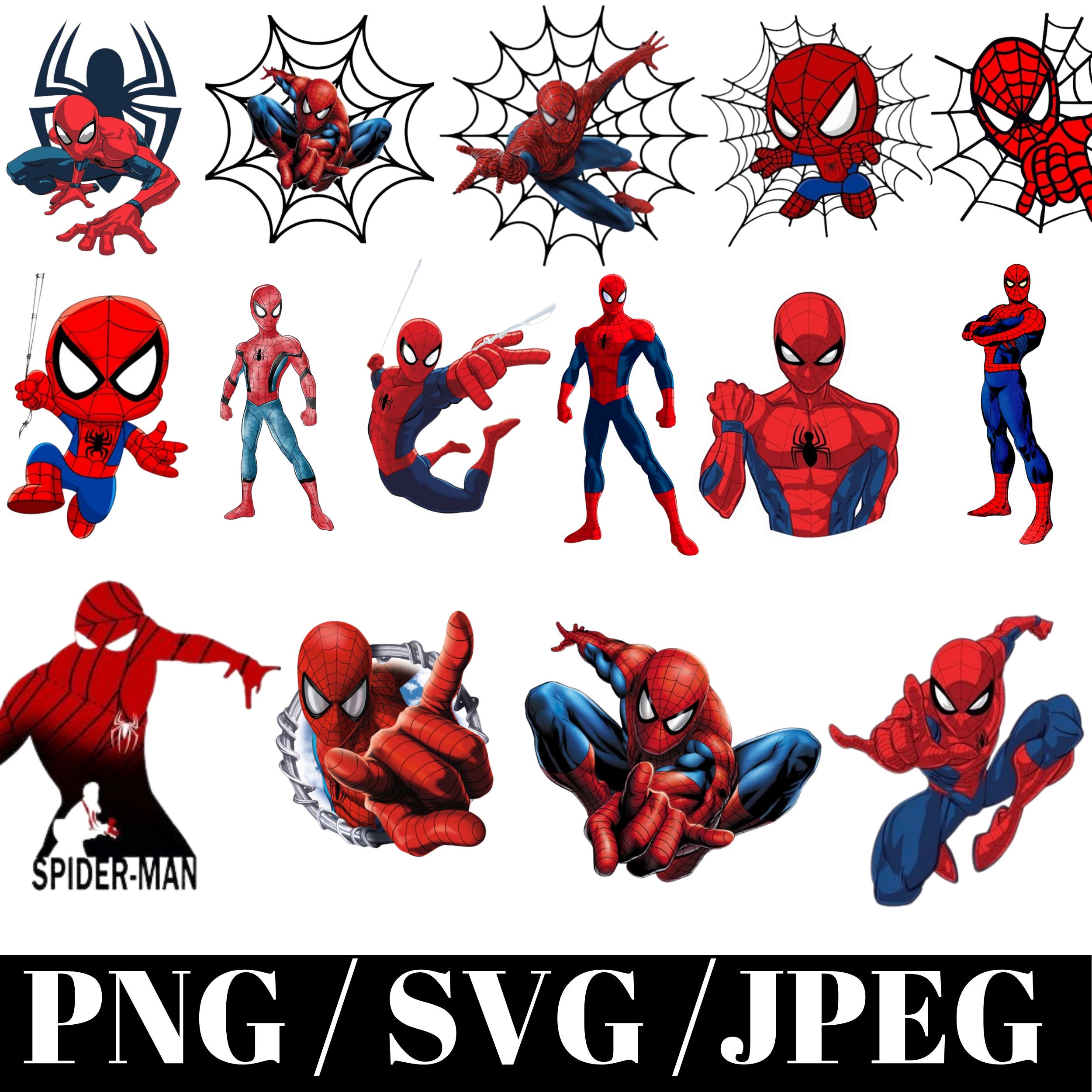 Spiderman PNG Bundle, Spiderman SVG Bundle, Superhero Clipart ...