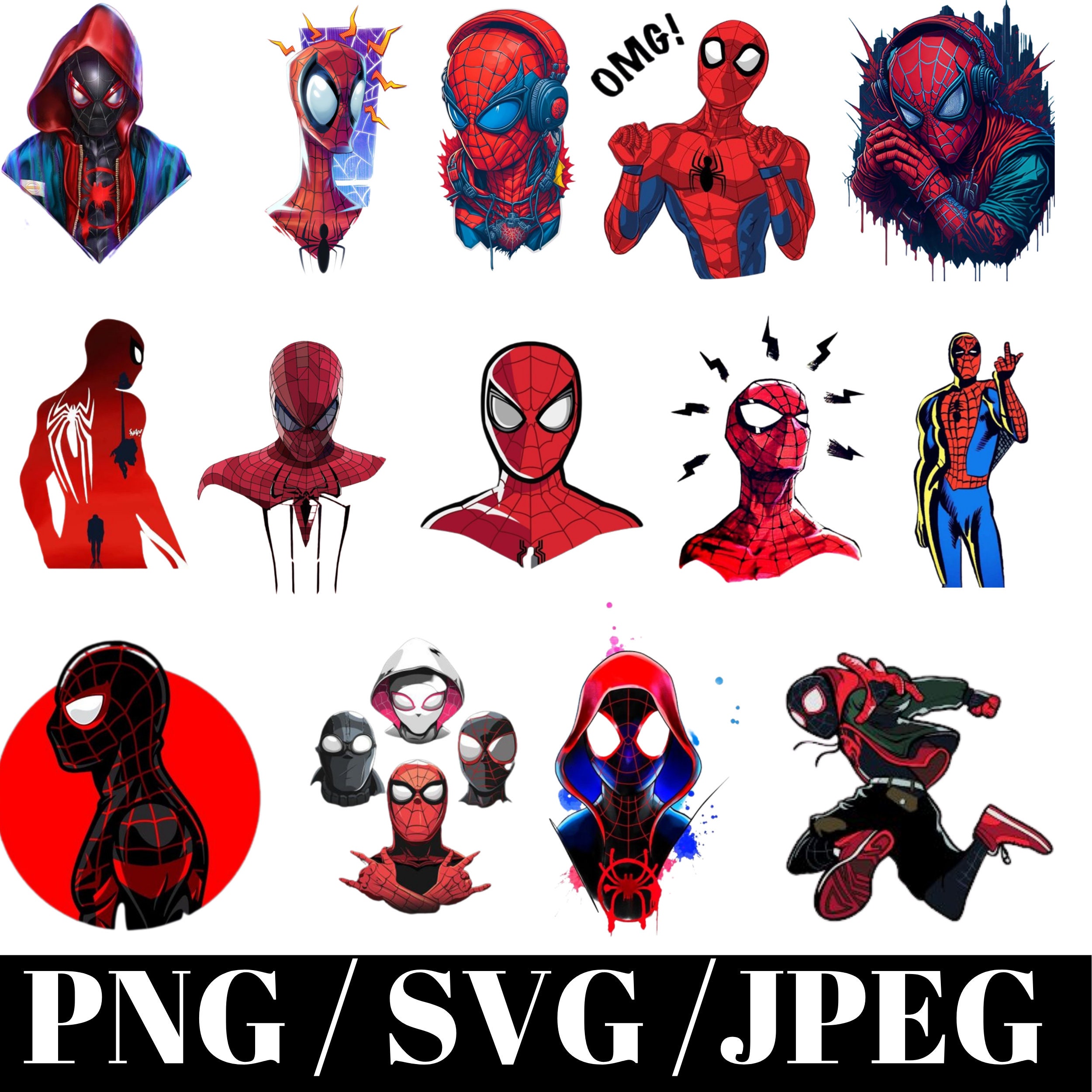 Spiderman PNG Bundle, Spiderman SVG Bundle, Superhero Clipart ...