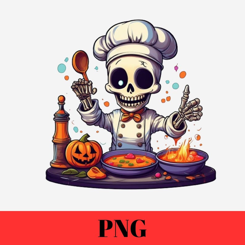 50 Funny Hallooween Chef Png Bundle, Skeleton Chef, Chef Graphics ...