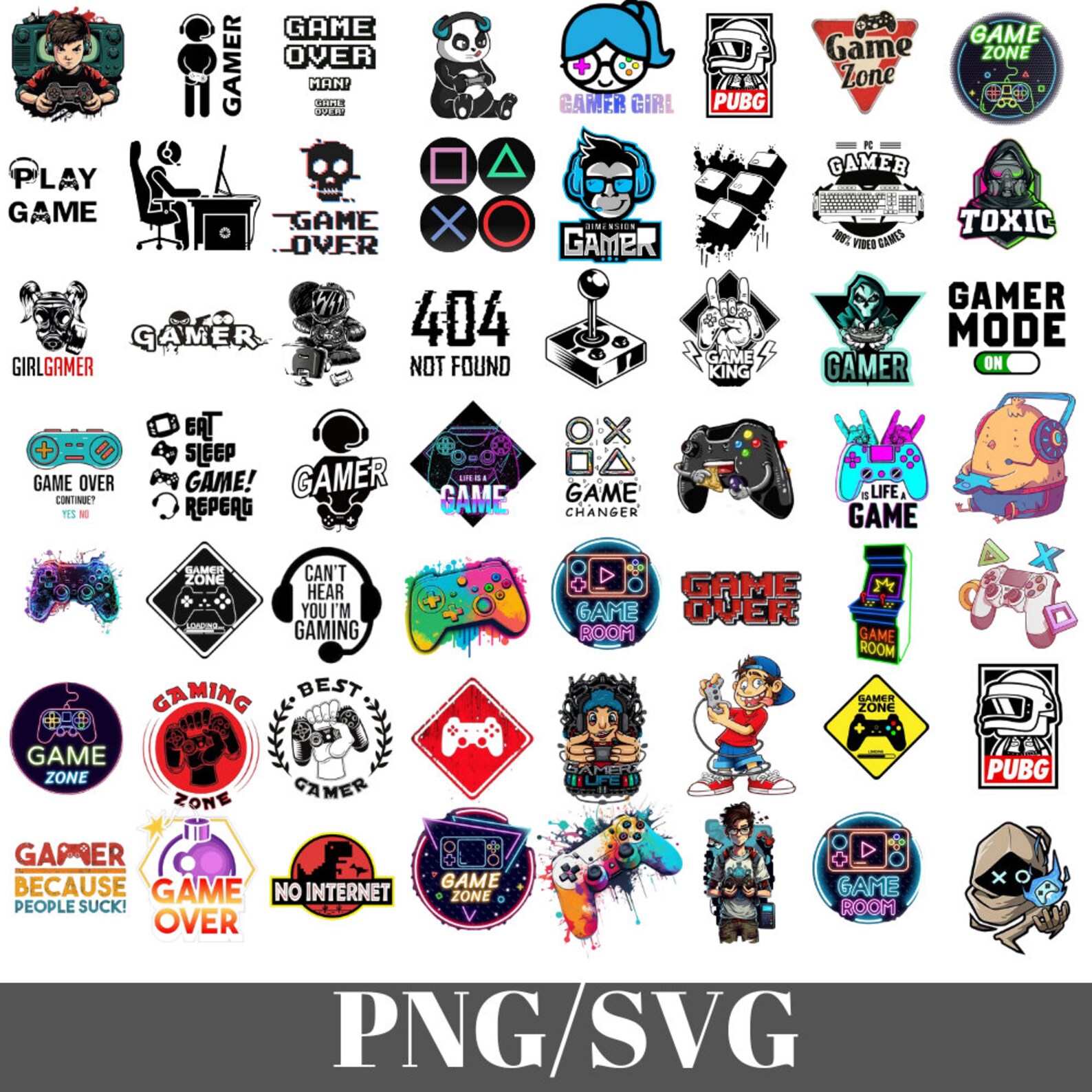 150 Gamer Pngs and Svgs, Gaming Bundle, Gamer Lover PNG, Video Games ...