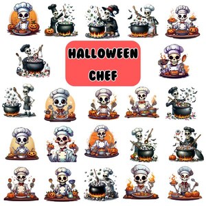 50 Funny Hallooween Chef Png Bundle, Skeleton Chef, Chef Graphics ...