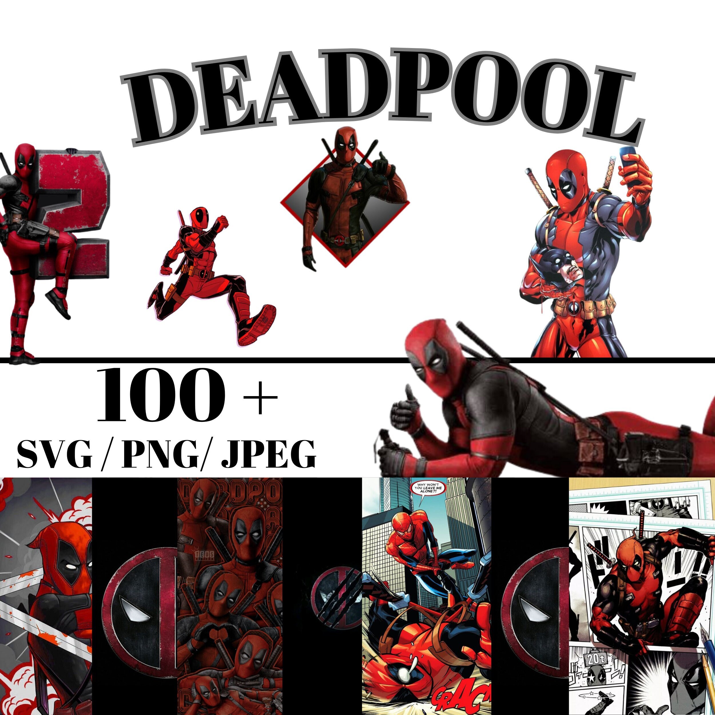 Deadpool SVG Bundle, Deadpool PNG, 100 Digital Files, Superhero PNG ...