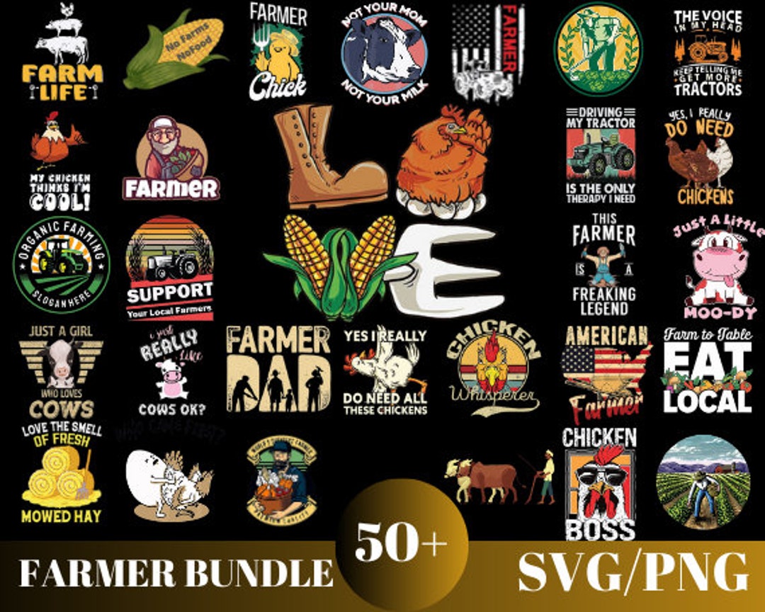 Farmer SVG Bundle, Farmer Cut Files, Farming Graphics, Farmer Bundle ...