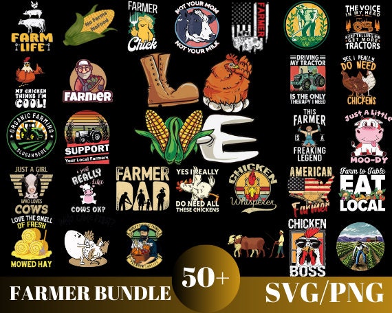 Farmer SVG Bundle, Farmer Cut Files, Farming Graphics, Farmer Bundle ...